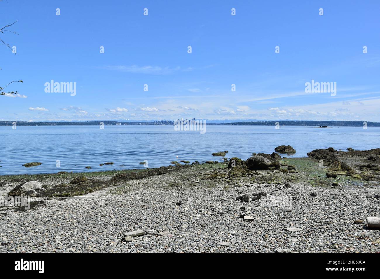 The Seattle Skyline seen across Elliot Bay in Puget Sound, Washington ...