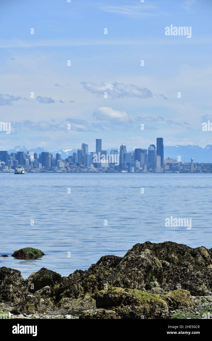 The Seattle Skyline as seen from Bainbridge Island across Elliot Bay in ...