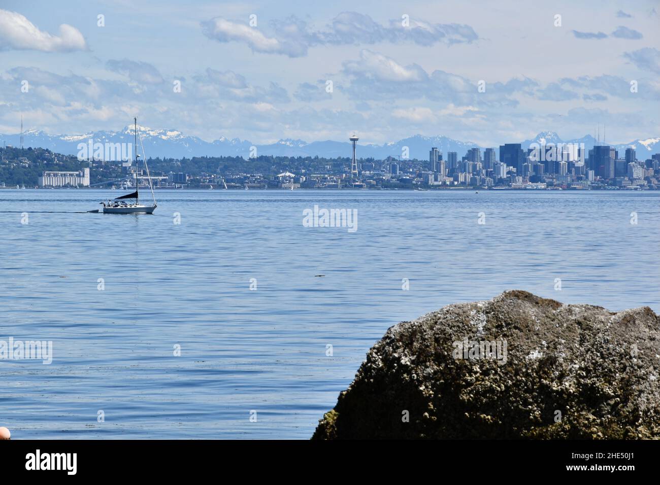 The Seattle Skyline as seen from Bainbridge Island across Elliot Bay in ...