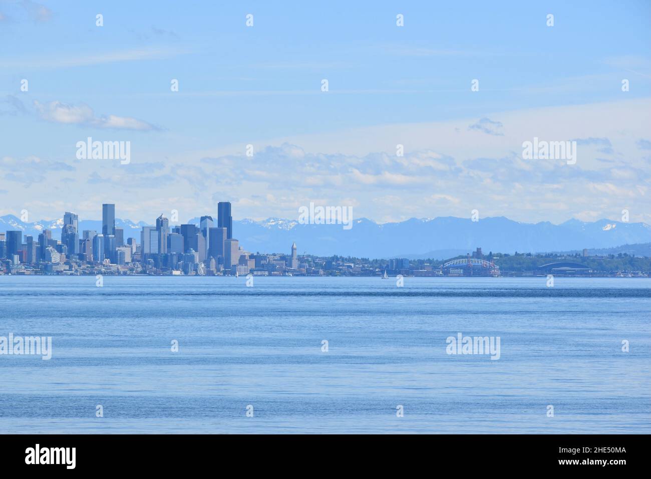 The Seattle Skyline as seen from Bainbridge Island across Elliot Bay in ...