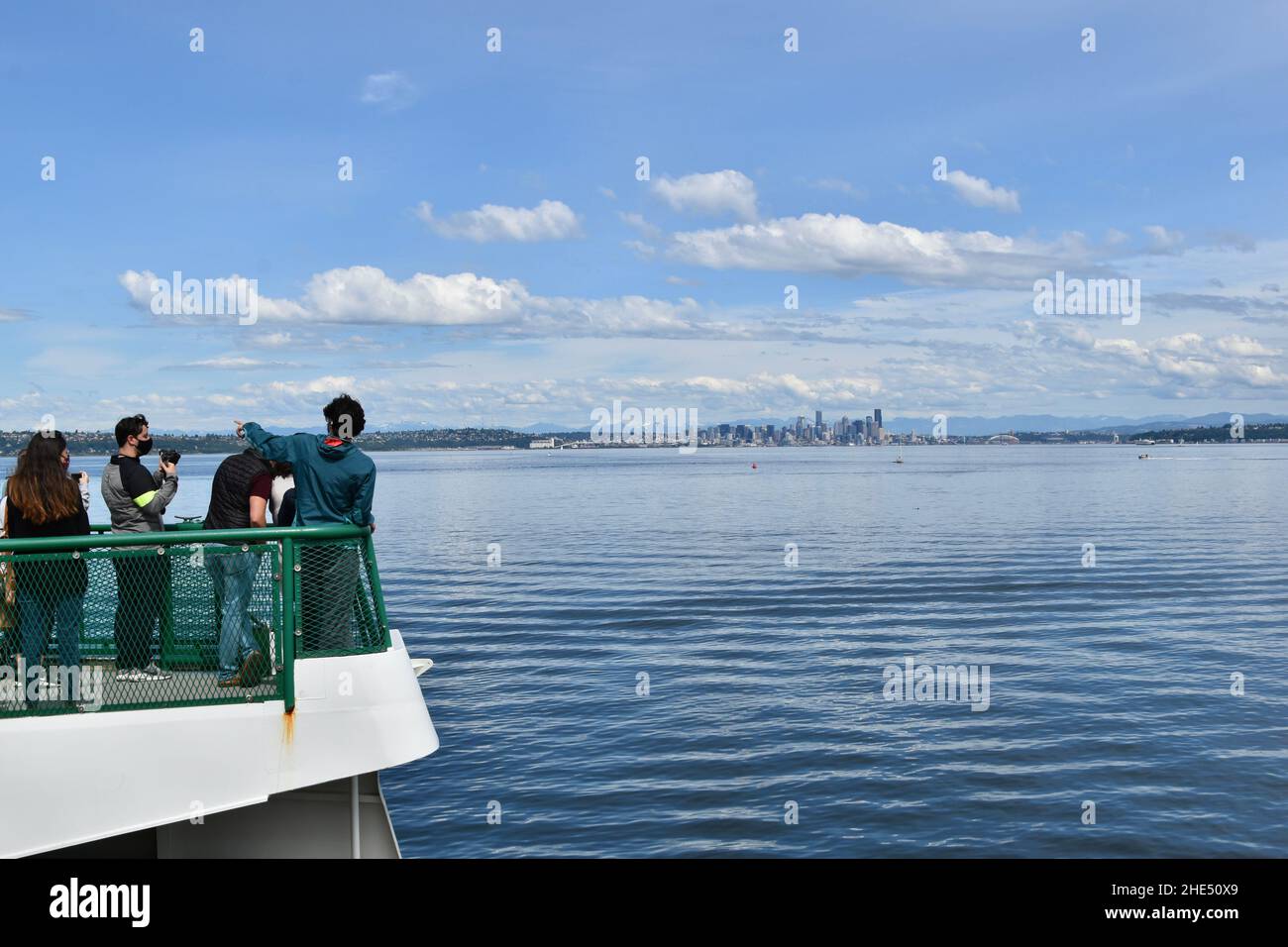 The Seattle Skyline seen across Elliot Bay in Puget Sound, Washington ...