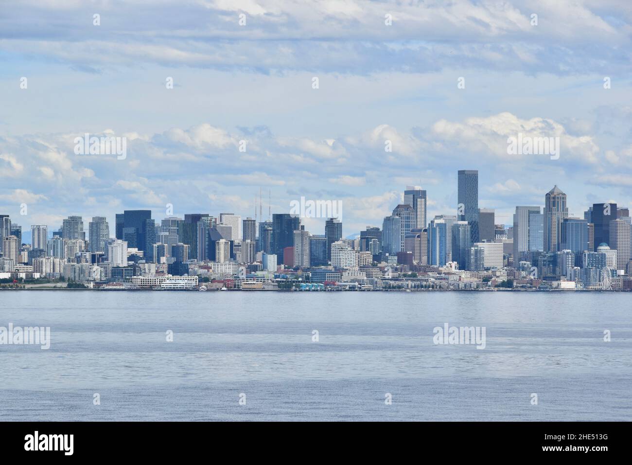 The Seattle Skyline seen across Elliot Bay in Puget Sound, Washington ...