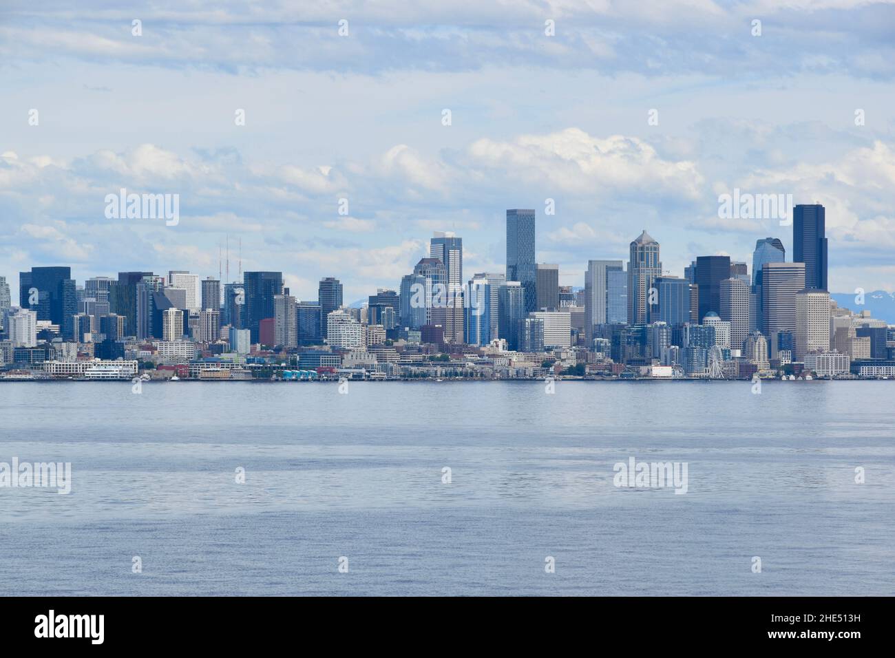 The Seattle Skyline seen across Elliot Bay in Puget Sound, Washington ...