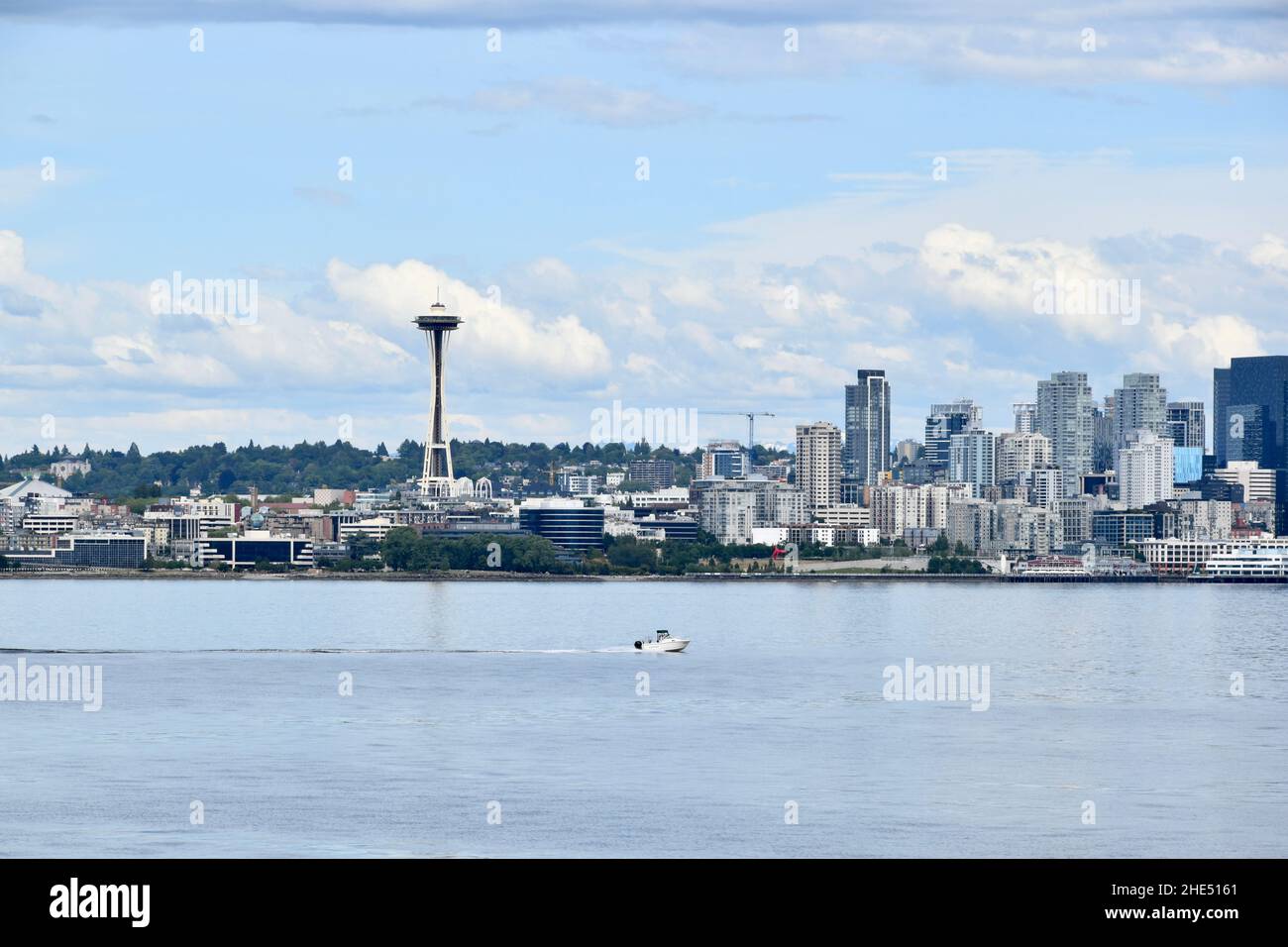 The Seattle Skyline seen across Elliot Bay in Puget Sound, Washington ...