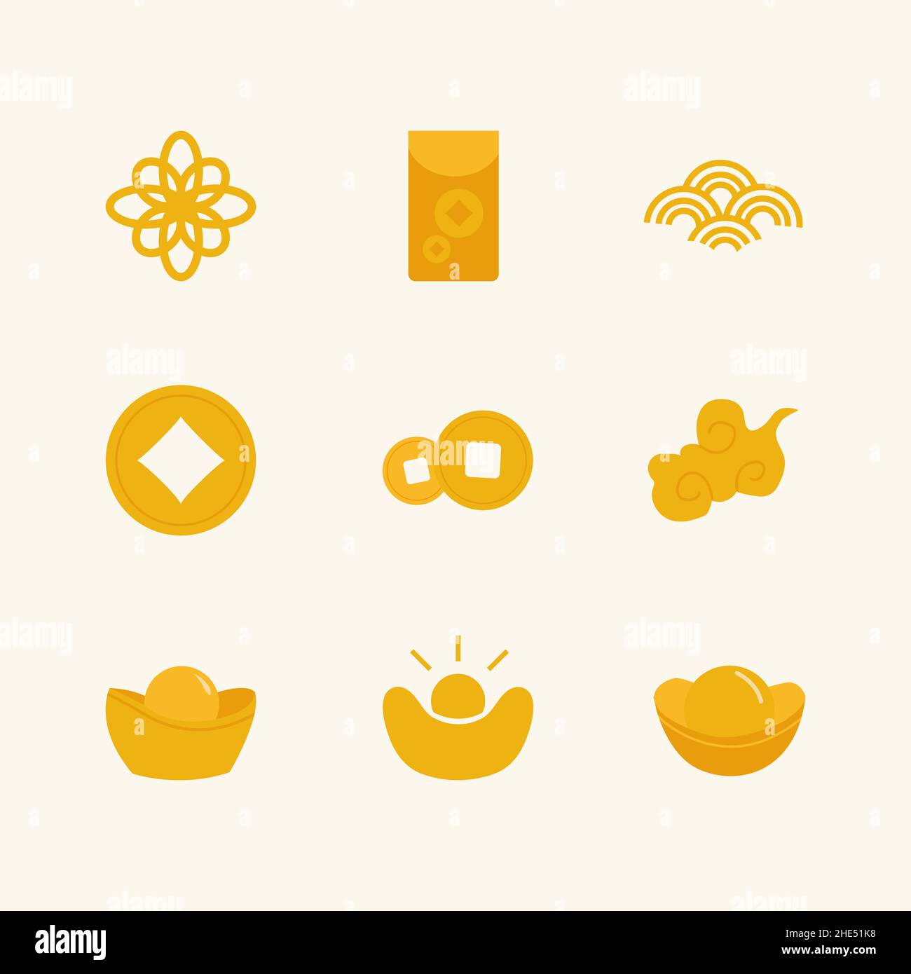 Collection of flat gold Chinese wealth icons Stock Vector Image & Art ...