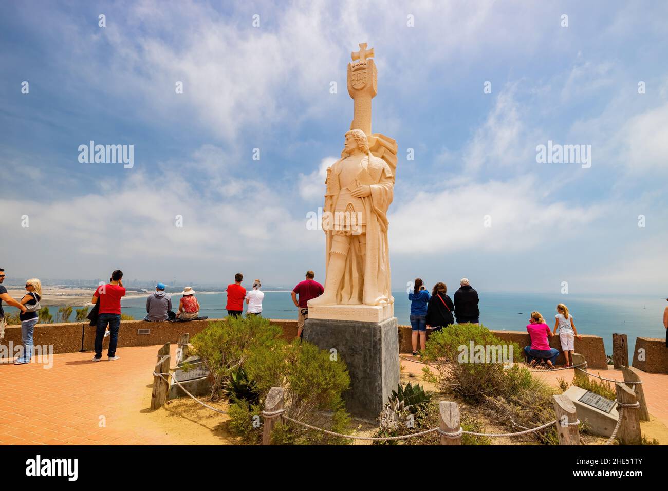 San Digeo, MAY 29 2015 - Sunny view of the Cabrillo Statue in Cabrillo ...