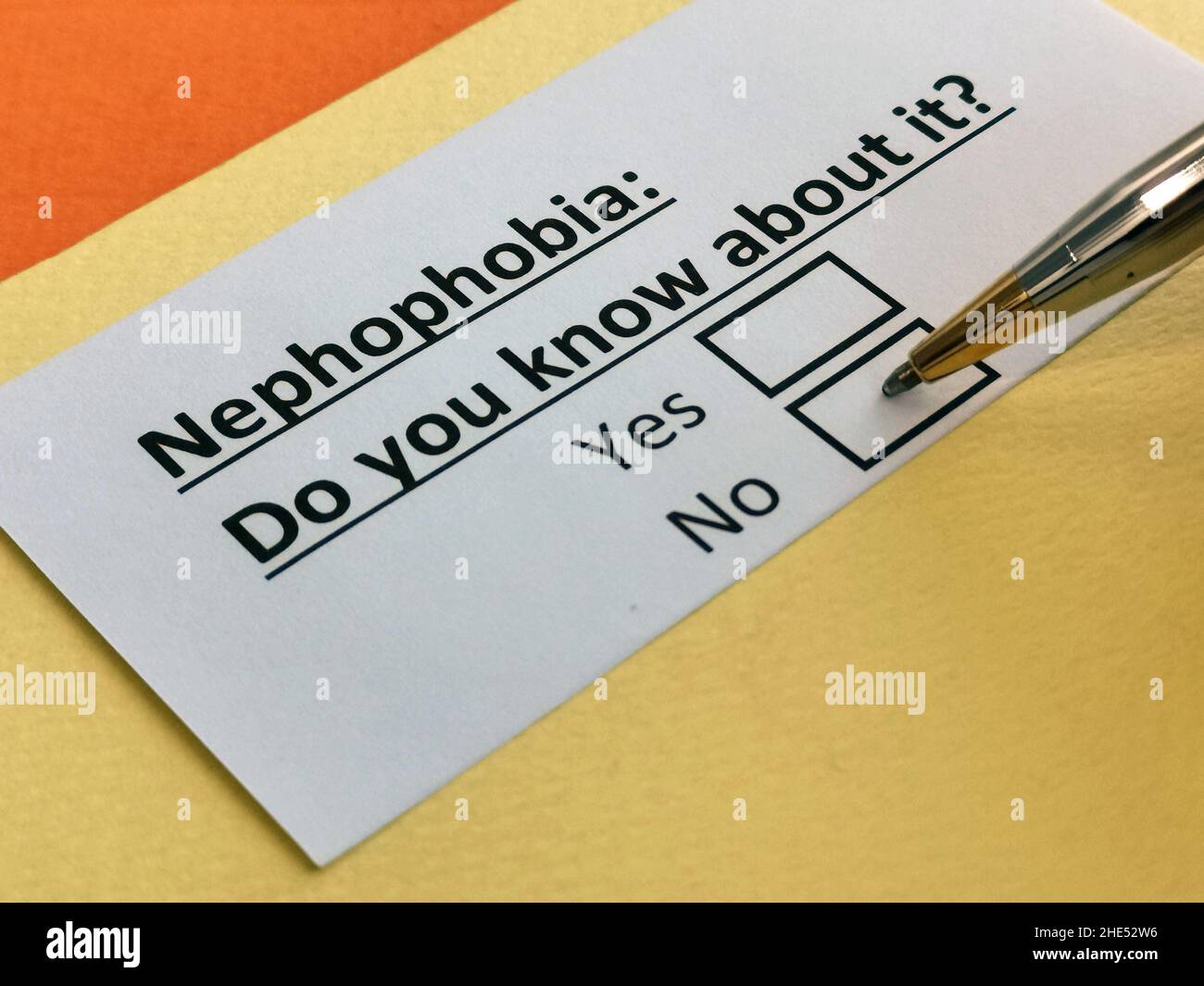 One person is answering question about nephophobia Stock Photo - Alamy