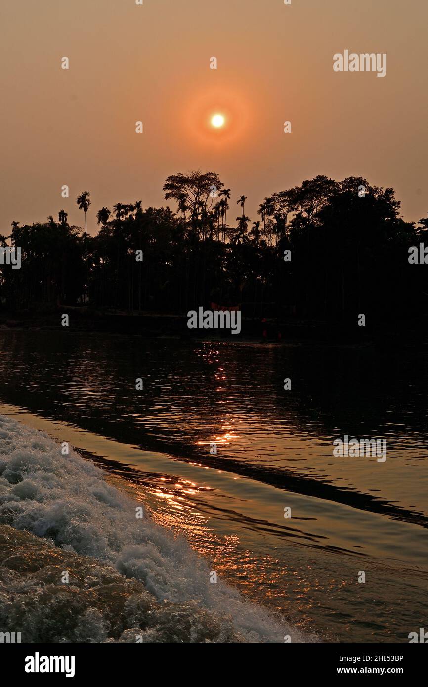 Rural Sunset over Meghna River - Bangladesh Stock Photo - Alamy