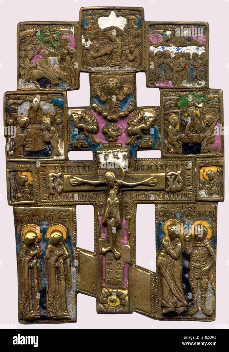 Russian crucifix brass enamel Stock Photo - Alamy
