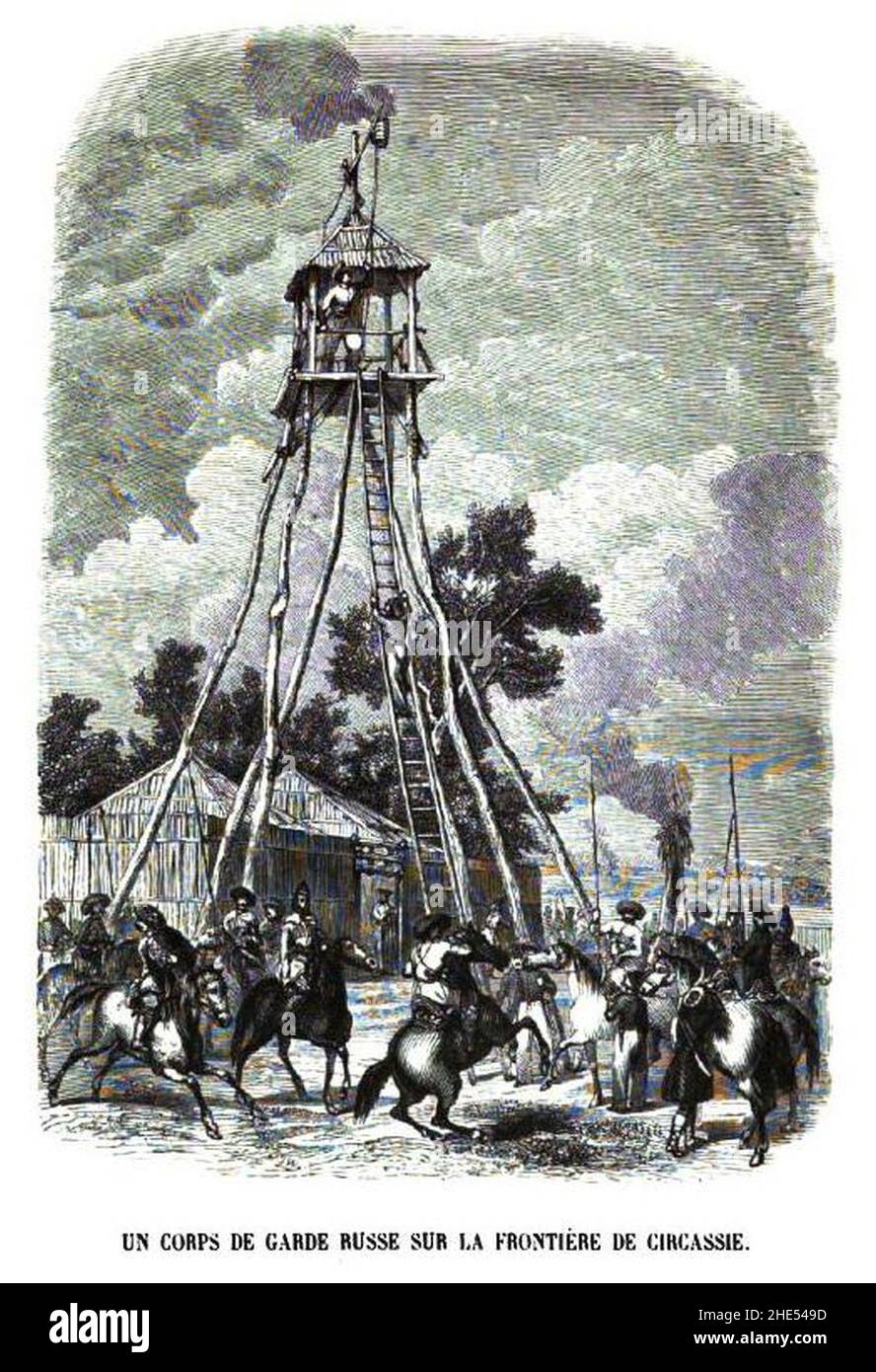 Russian outpost in Circassia (Geoffroy, 1845 Stock Photo - Alamy