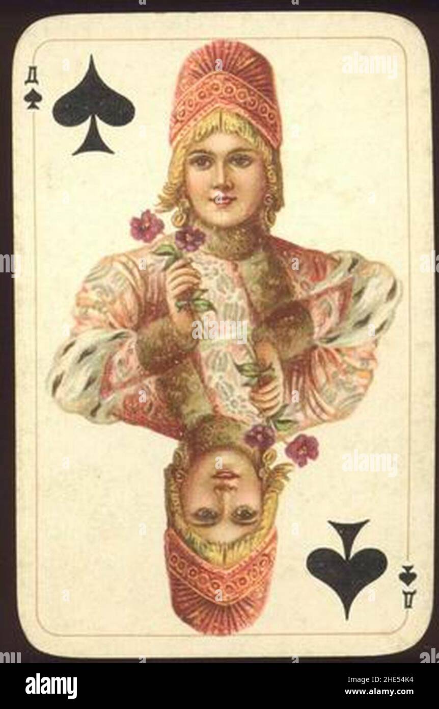 Russian style queen of spades Stock Photo - Alamy