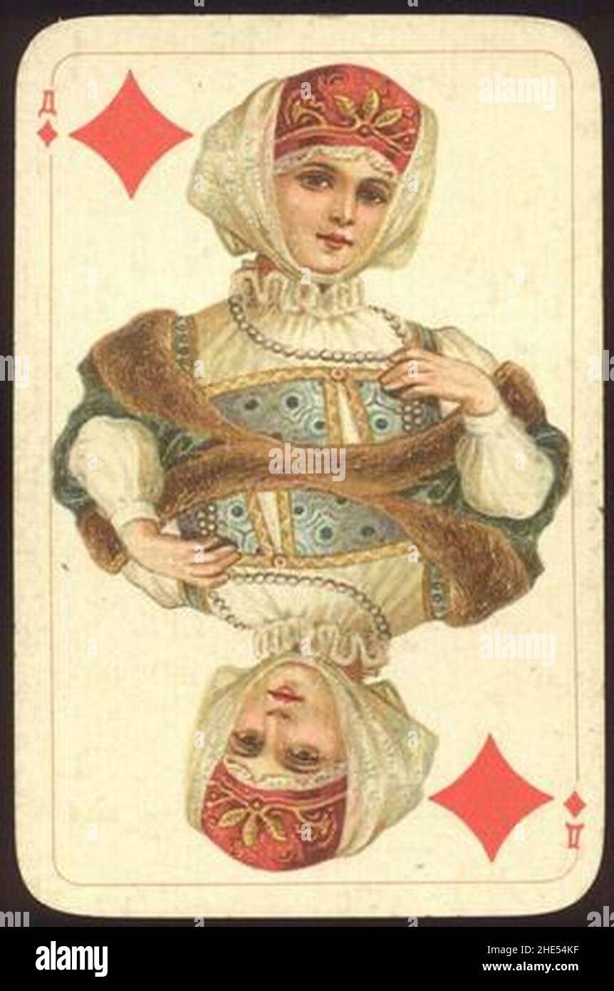 Russian style queen of diamonds Stock Photo - Alamy