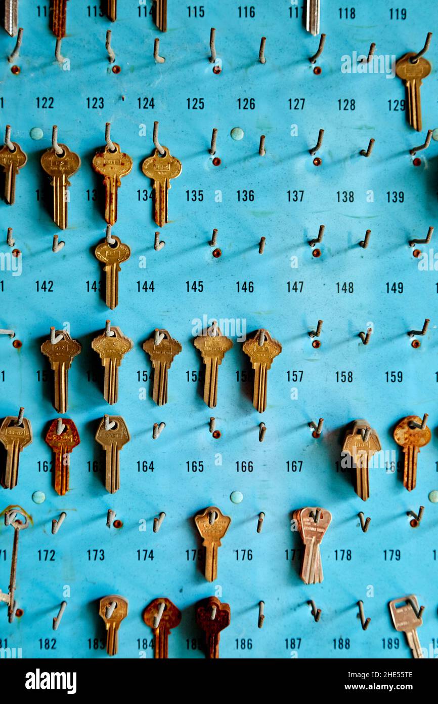Old (key or keys) on hooks hi-res stock photography and images - Alamy