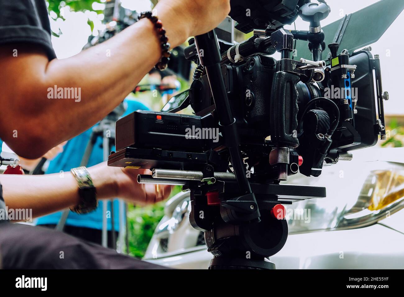 Camera on Film Set, Behind the scenes background, film crew production ...