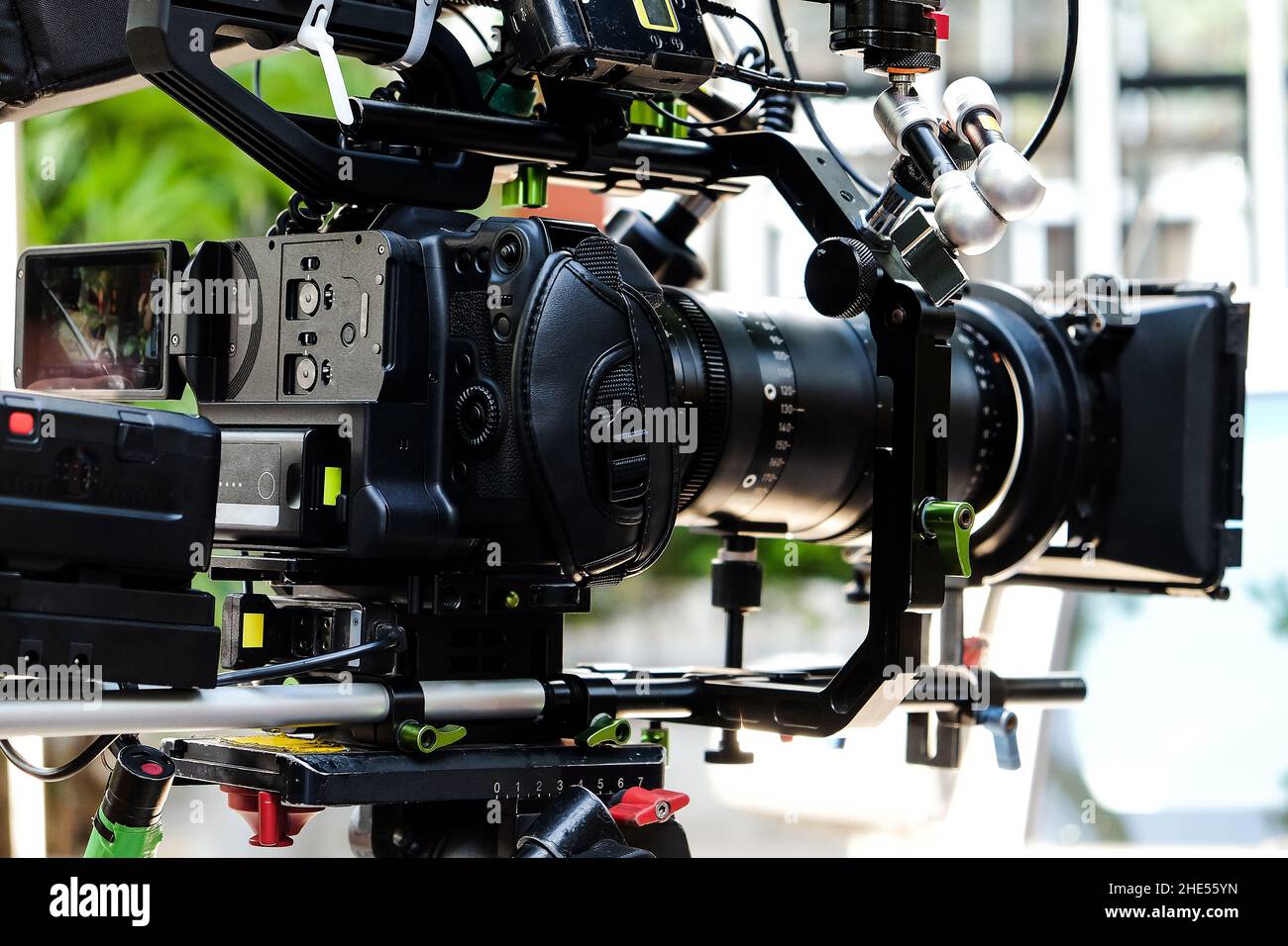 Camera on Film Set, Behind the scenes background, film crew production ...