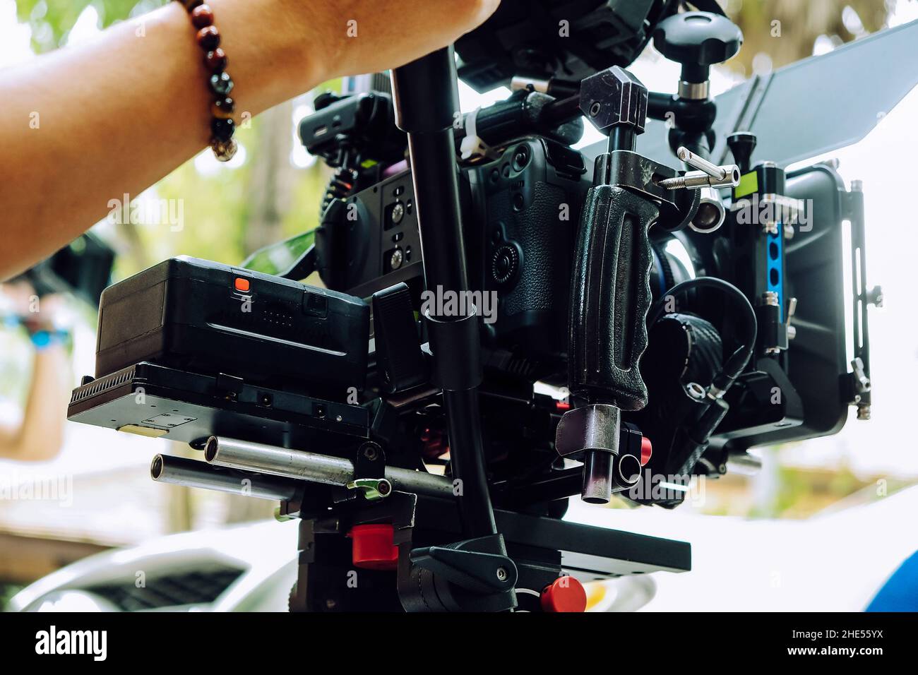 Camera on Film Set, Behind the scenes background, film crew production ...