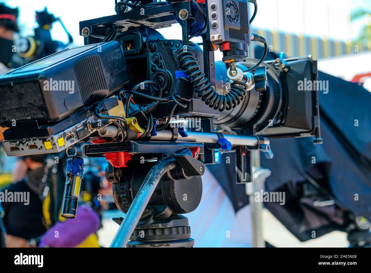 Camera on Film Set, Behind the scenes background, film crew production ...