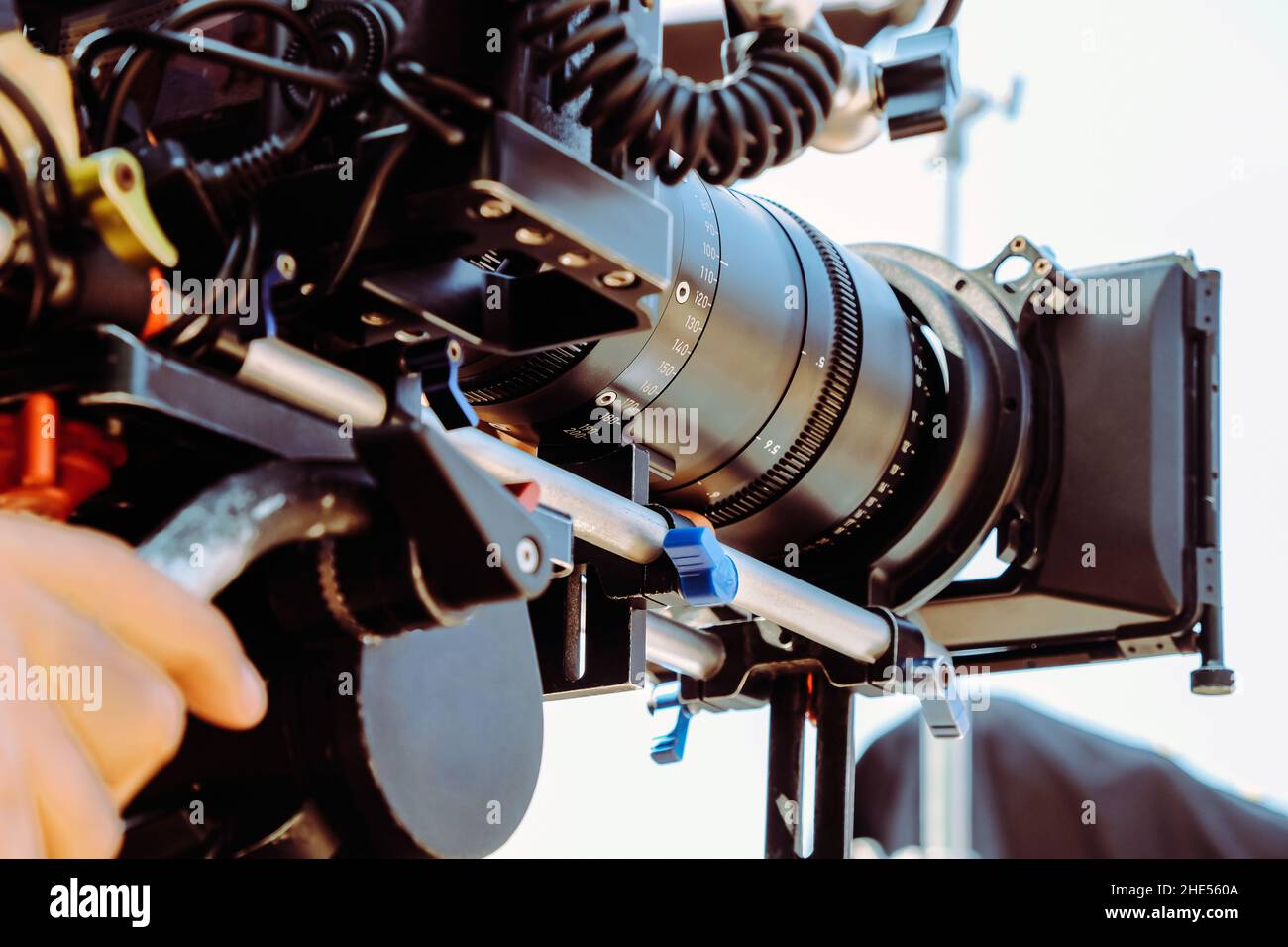 Camera on Film Set, Behind the scenes background, film crew production ...