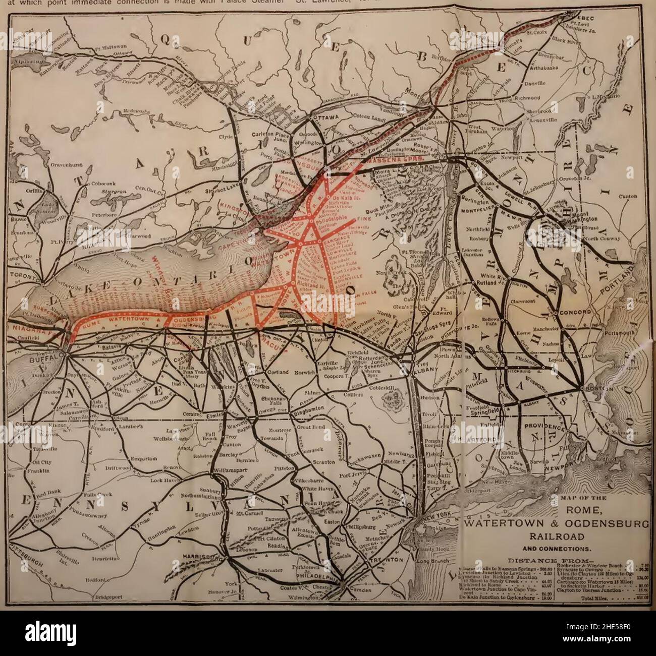 RW&O system map 1889 Stock Photo - Alamy