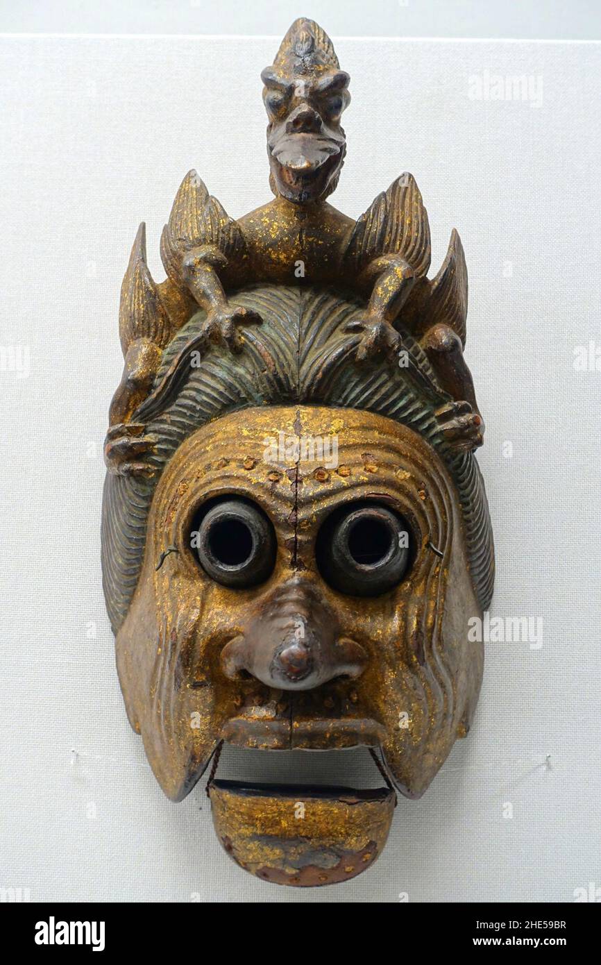 Ryo'o bugaku mask, lent by Masumida Jinja, Aichi, Japan, Kamakura ...