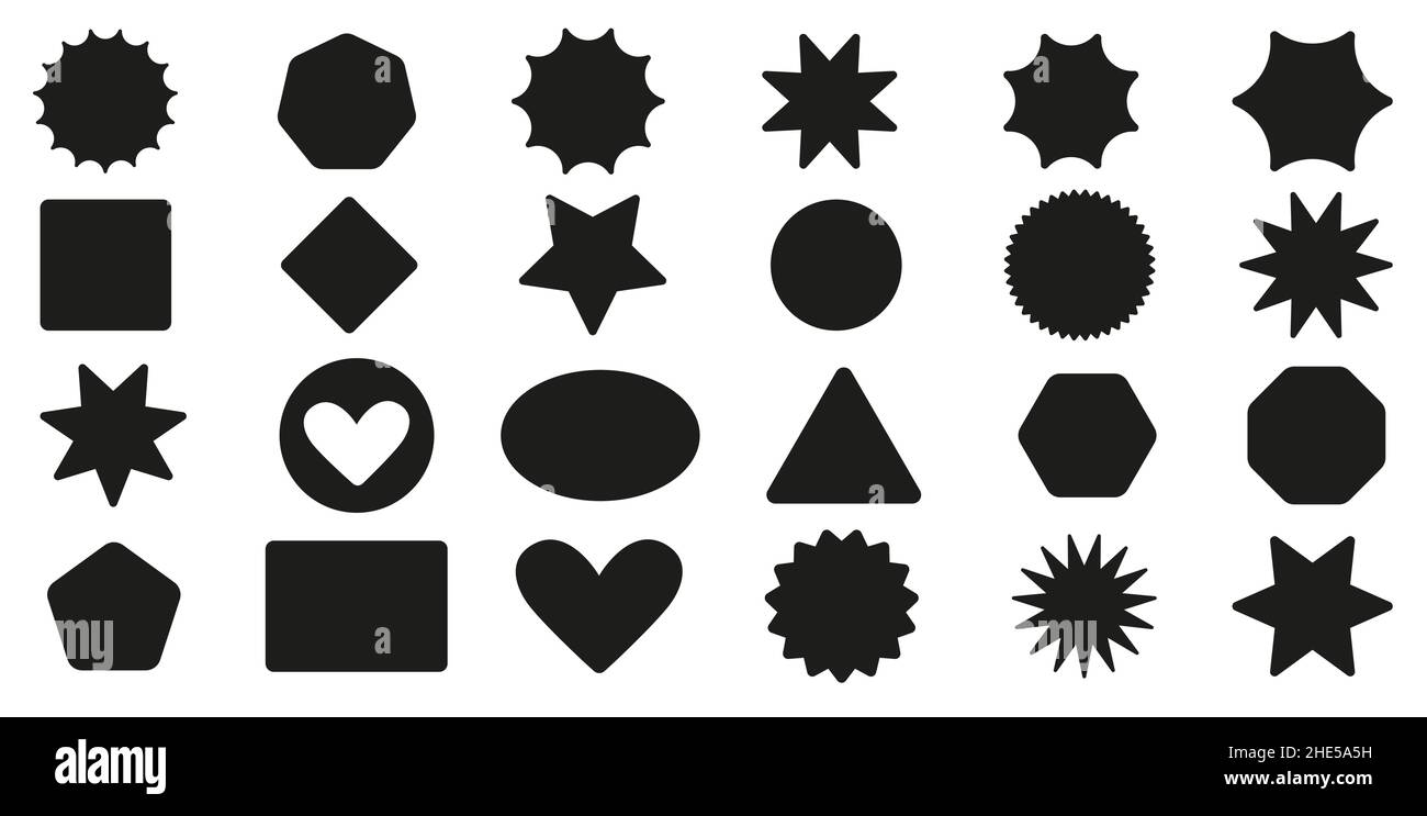 Blank stickers set. Empty black patches and badges mockups. Vector ...