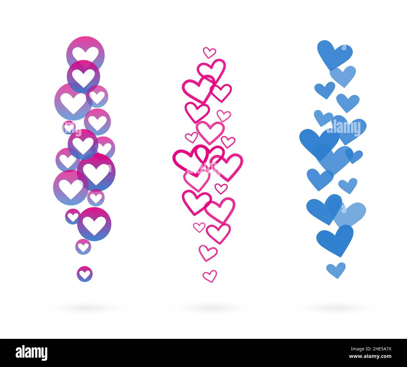 Stream of flying hearts. Like elements for social media live ...