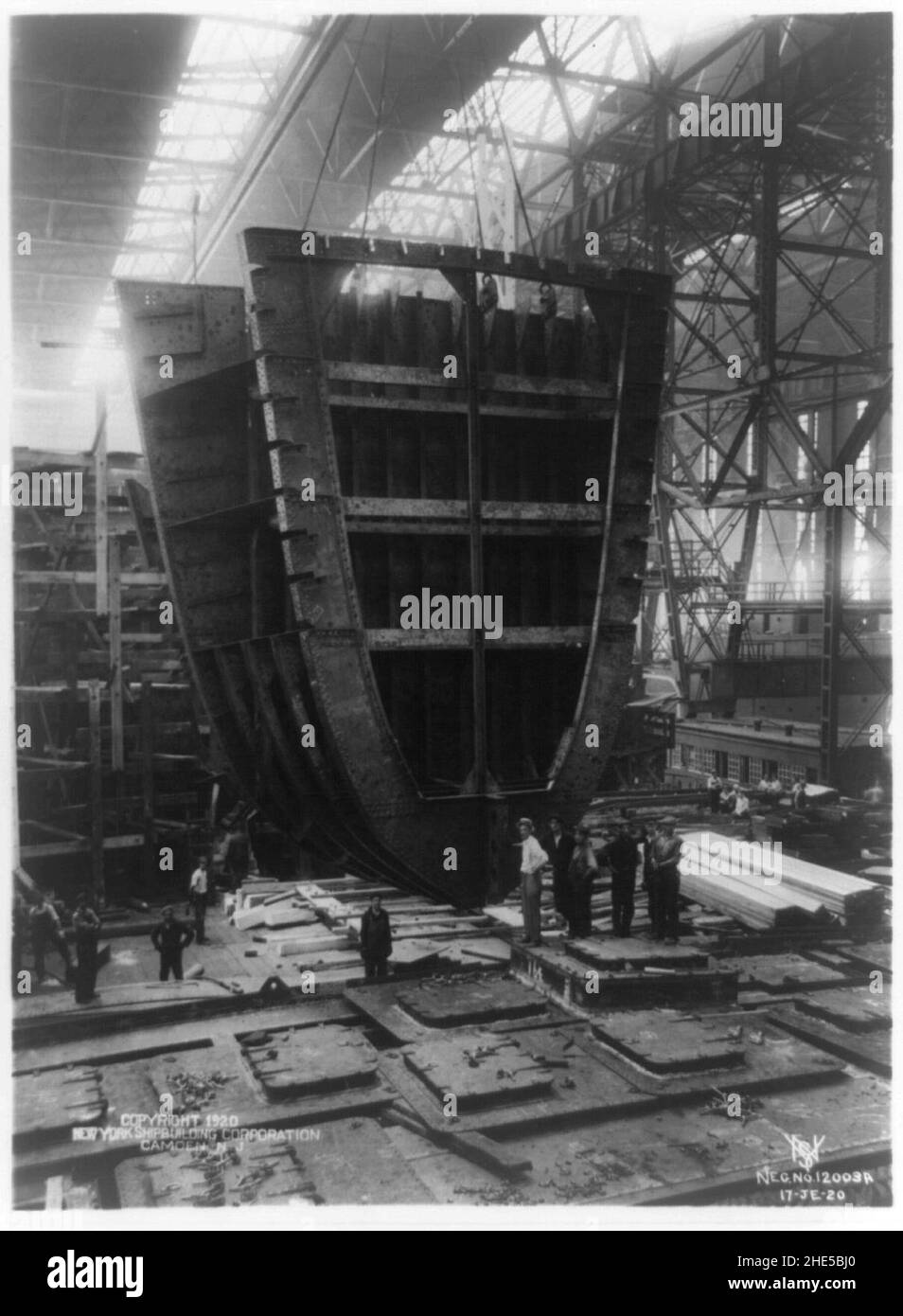 S.S. Nora. View showing 40 ton forward web frame, collision bulkhead ...
