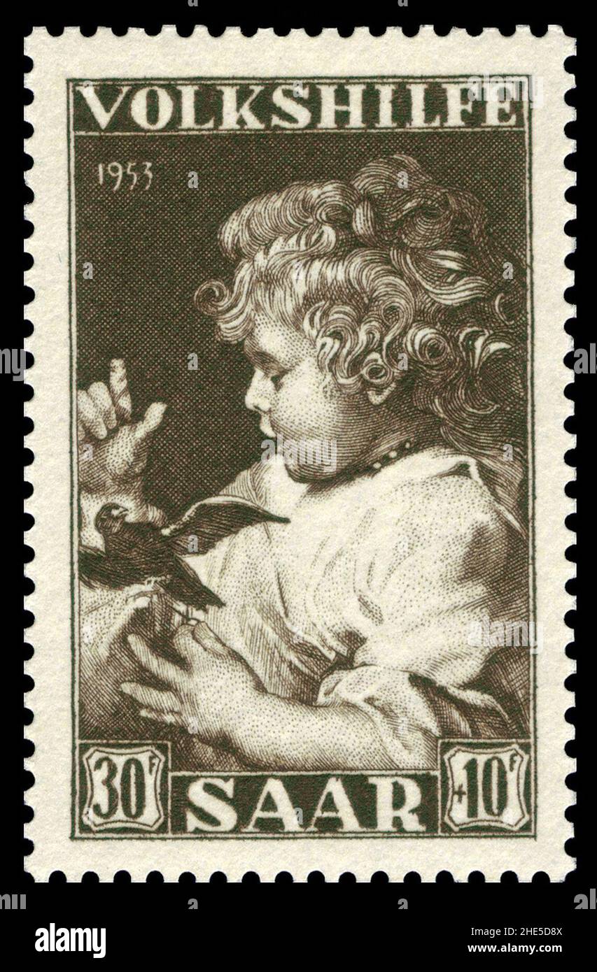 Saar 1953 346 Peter Paul Rubens - Das Kind mit dem Vogel Stock Photo ...