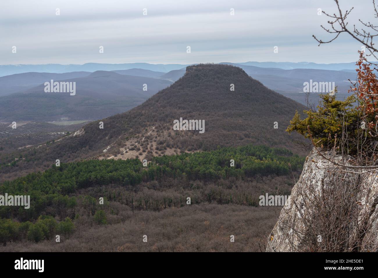 View from Beshik-Tau is the sacred mountain of the Karaites in spring ...