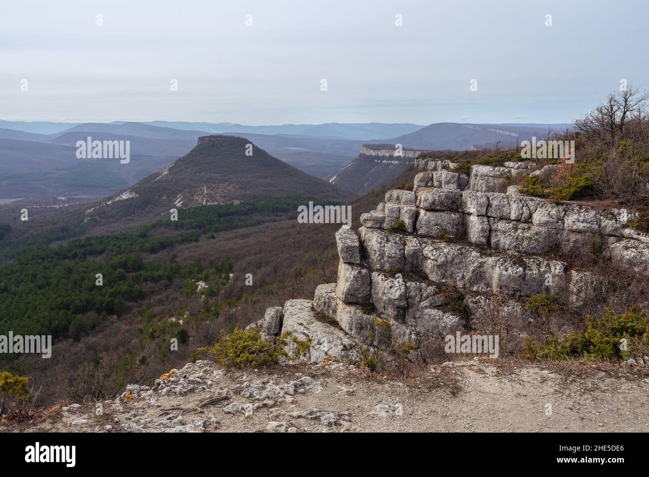 View from Beshik-Tau is the sacred mountain of the Karaites in spring ...