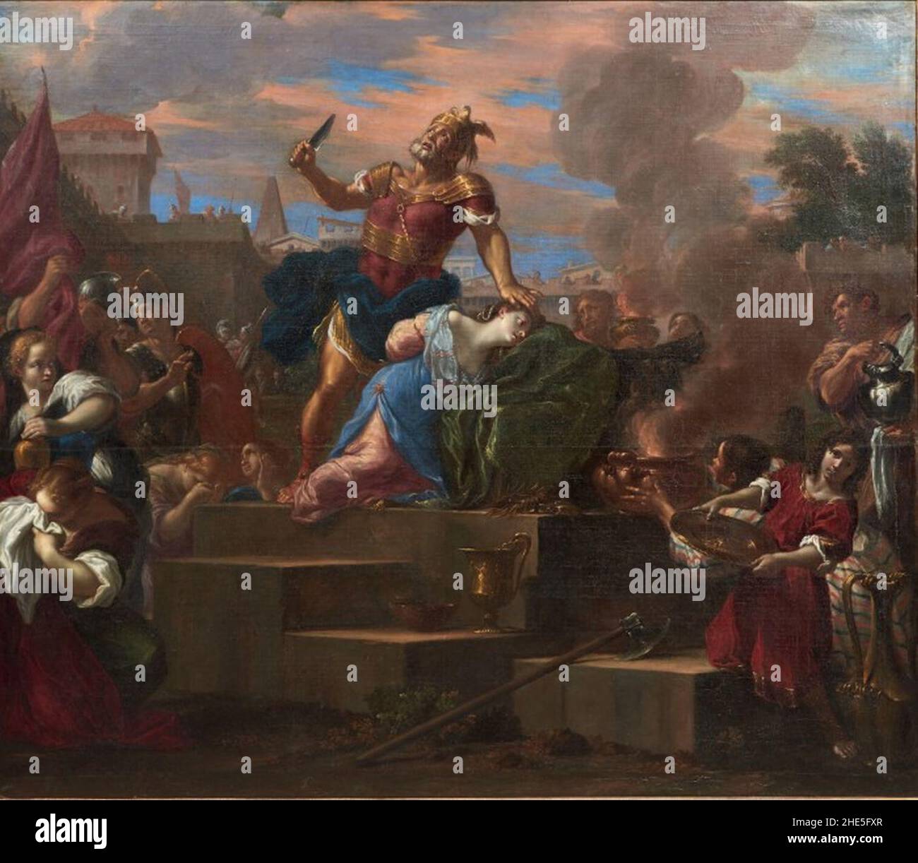 Sacrifice of Iphigeneia, att.Thomas Blanchet (priv.coll Stock Photo - Alamy