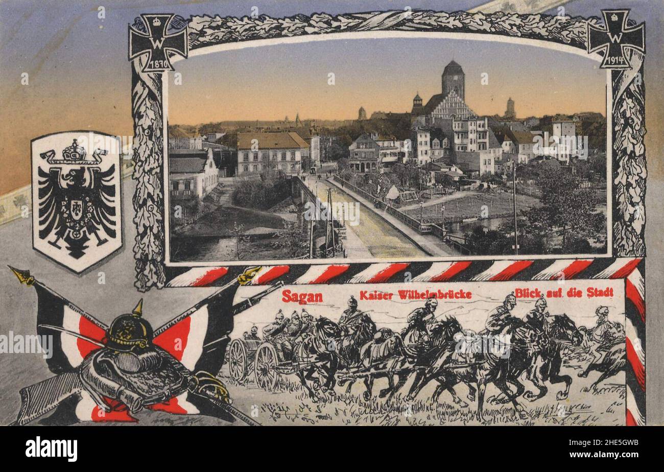 Sagan, Schlesien - Kaiser-Wilhelm-Brücke; Stadtansicht Stock Photo - Alamy
