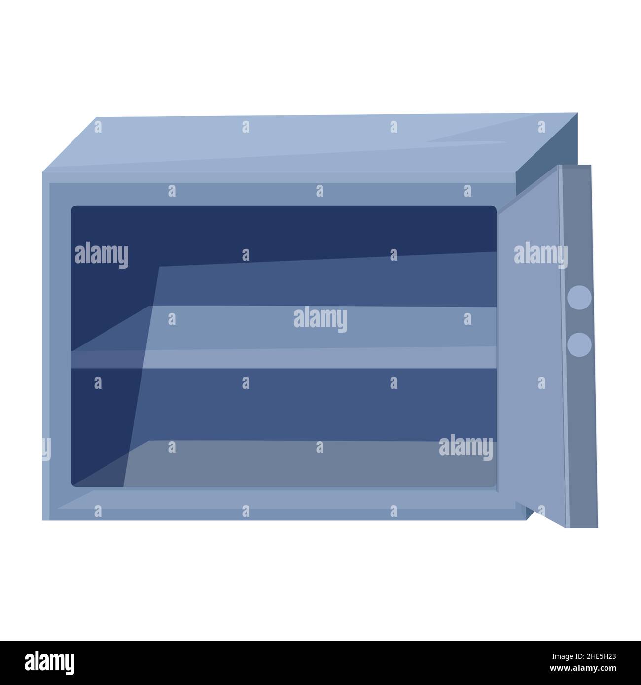 Steel safe, empty with open door in cartoon style isolated on white ...