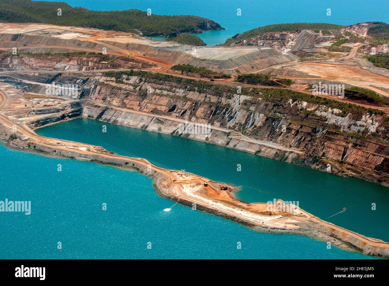 A section of the flooded Koolan Island iron ore mine off the West ...