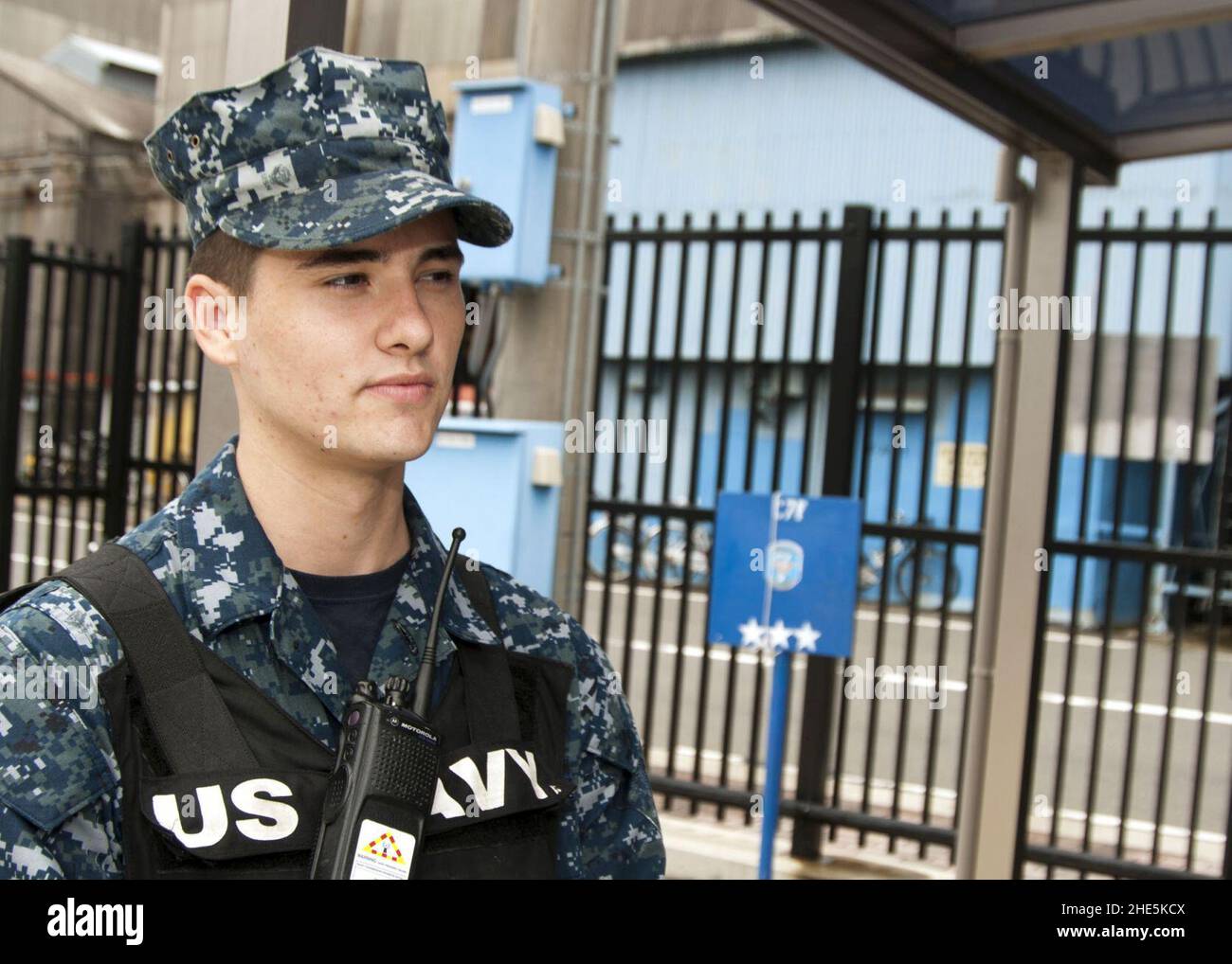 Sailor stands watch aboard USS Blue Ridge 120621 Stock Photo - Alamy