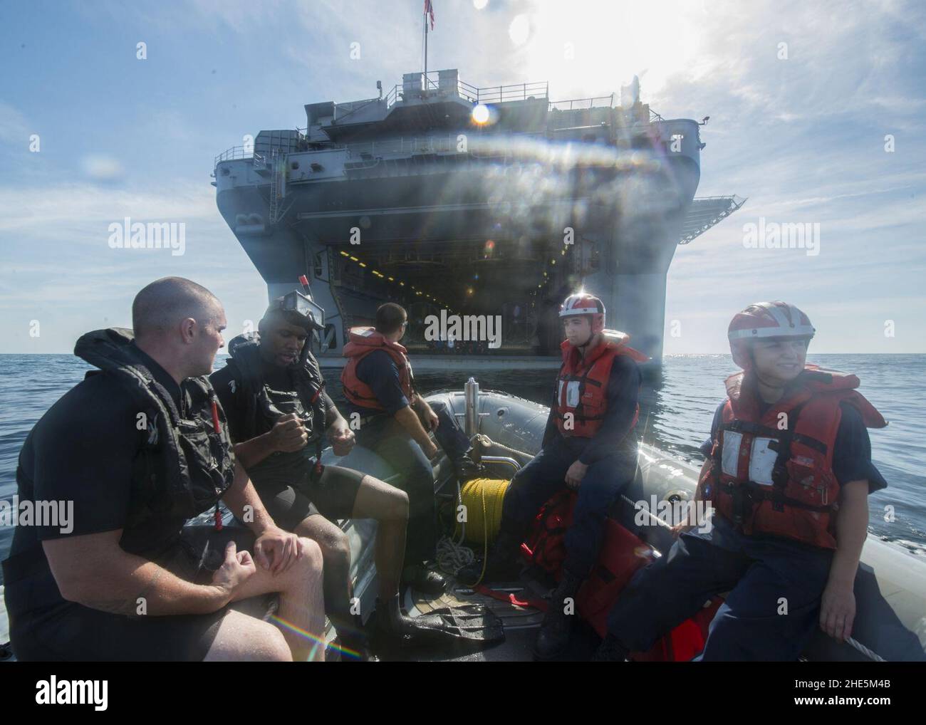 Sailors assigned to the amphibious assault ship USS Wasp (LHD 1 ...