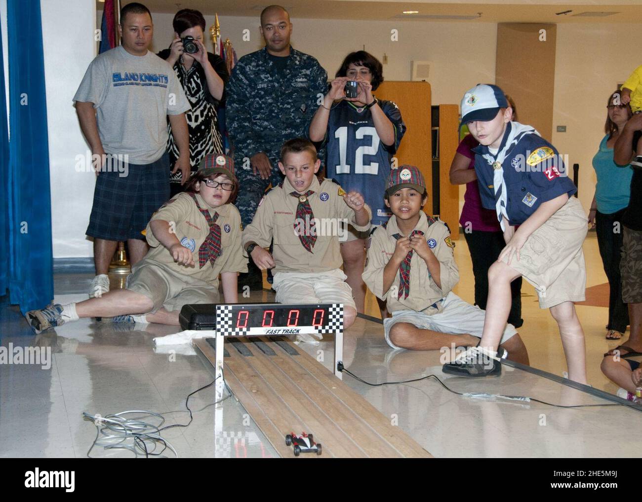 Sailors build shelters, work with Boy Scouts Stock Photo - Alamy