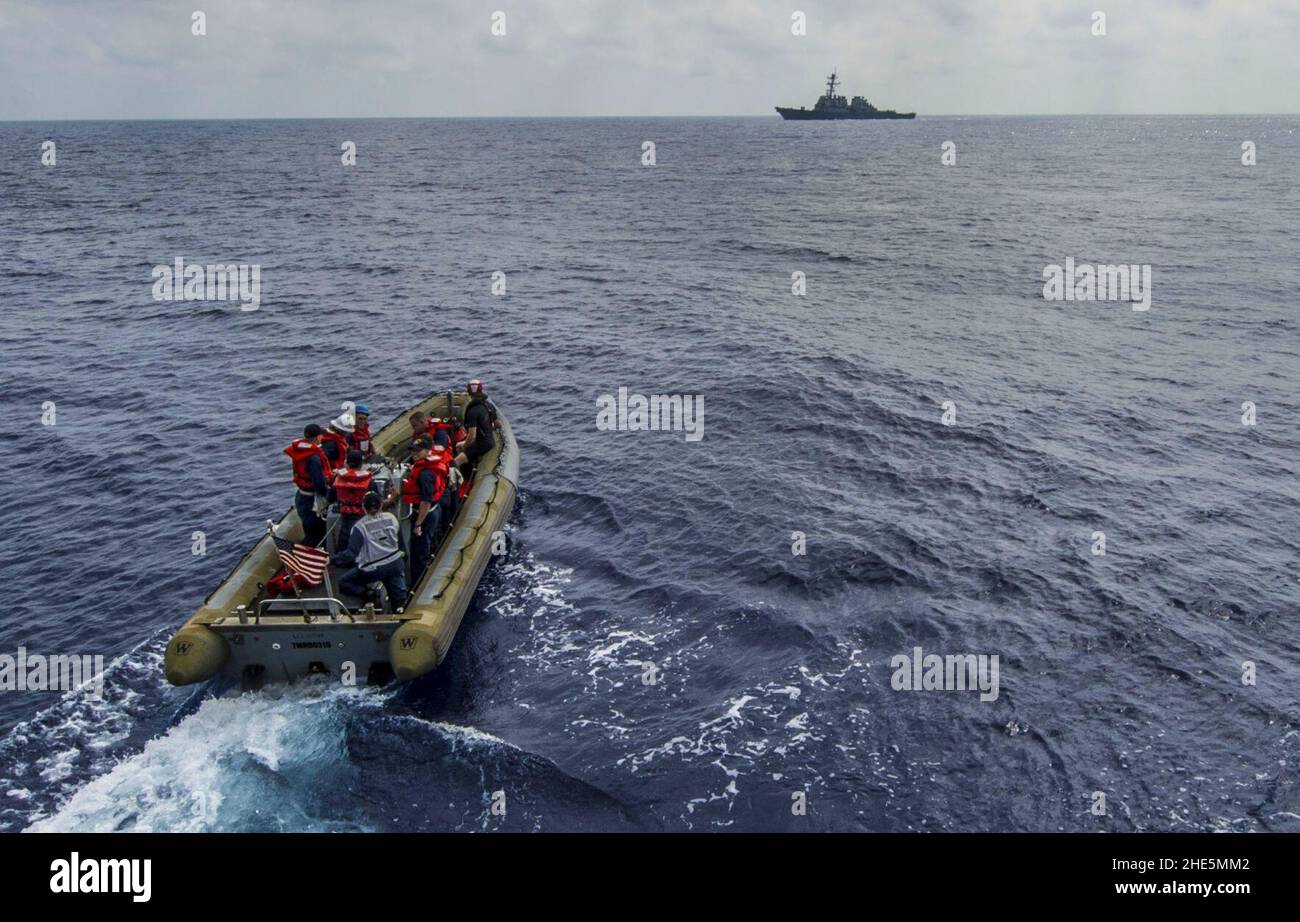 Sailors conduct small-boat operations. (9135775164 Stock Photo - Alamy