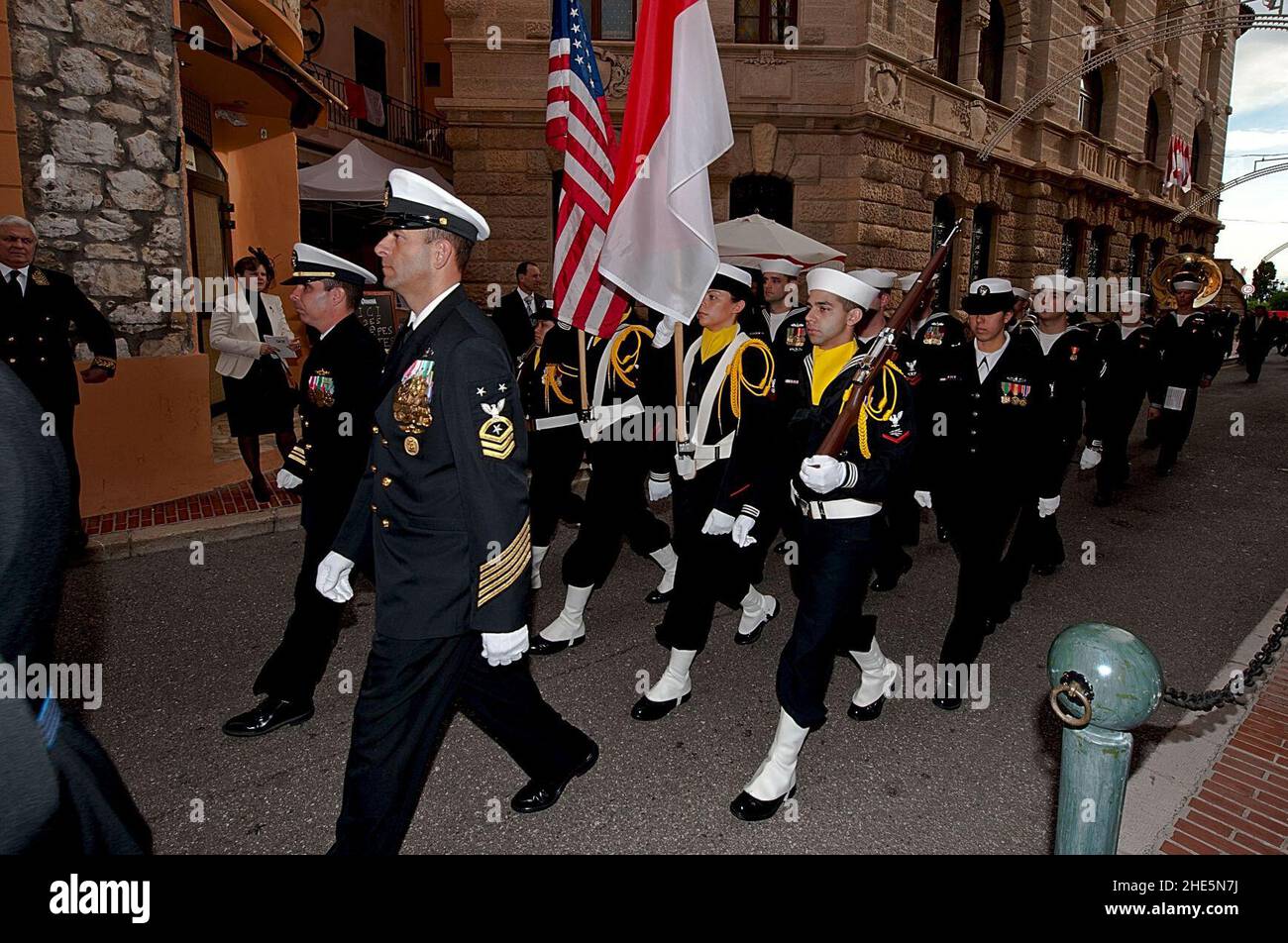 Sailors from USS Mount Whitney march in a French parade. (8202192393 ...