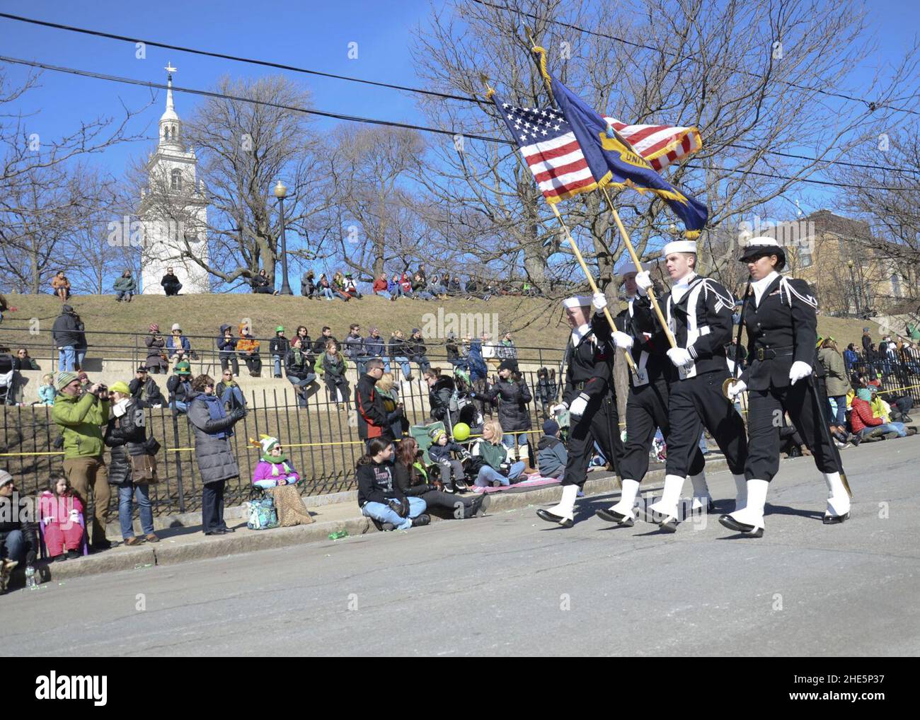 Sailors march in a St. Patrick's Day Parade. (13267850254 Stock Photo ...
