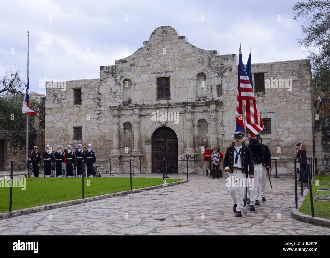 Sailors parade the colors for the opening ceremony of the San Antonio ...