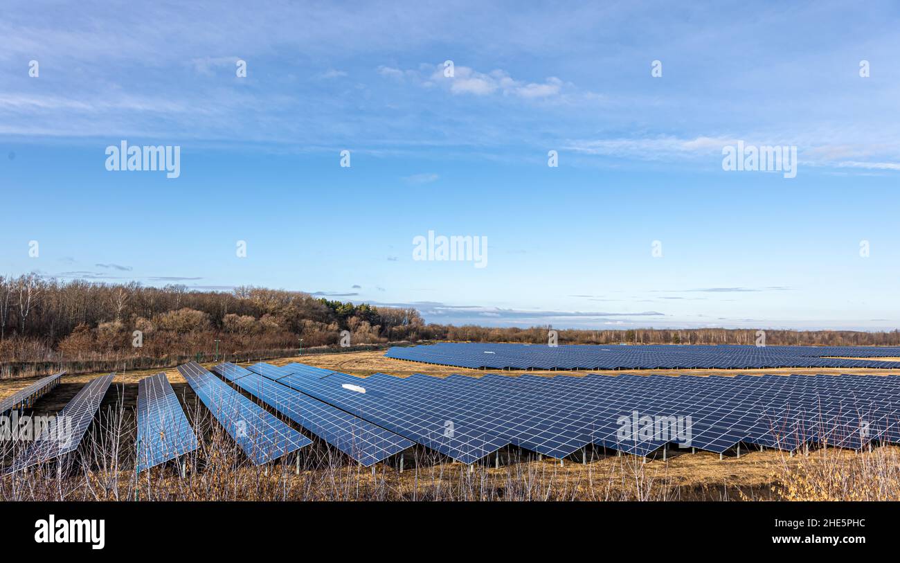 Electric farm with panels for producing clean ecologic energy Stock ...