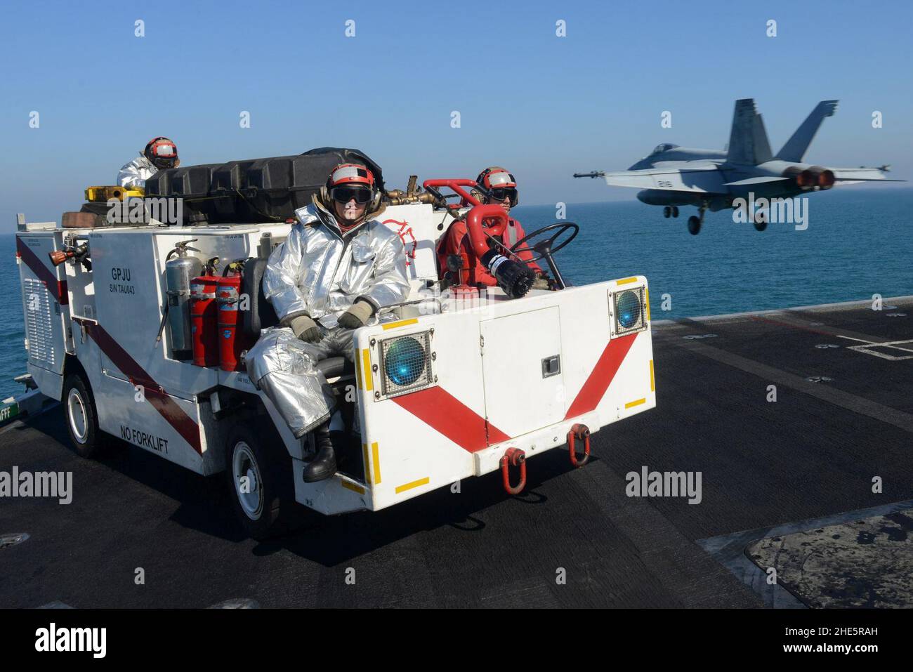 Sailors stand saftey watch during flight operations. (8427151350 Stock ...