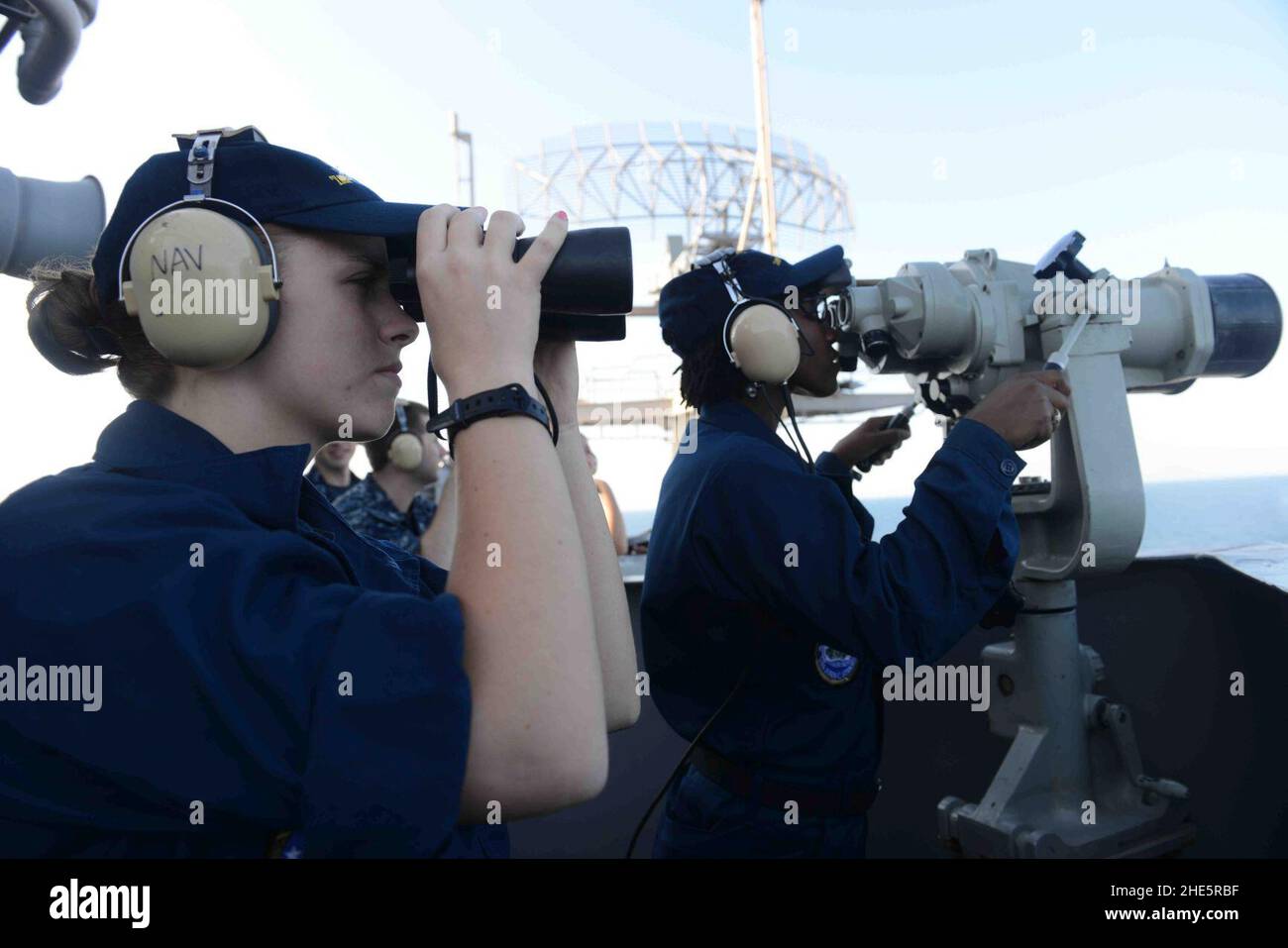 Sailors stand lookout watch at sea. (8264510584 Stock Photo - Alamy
