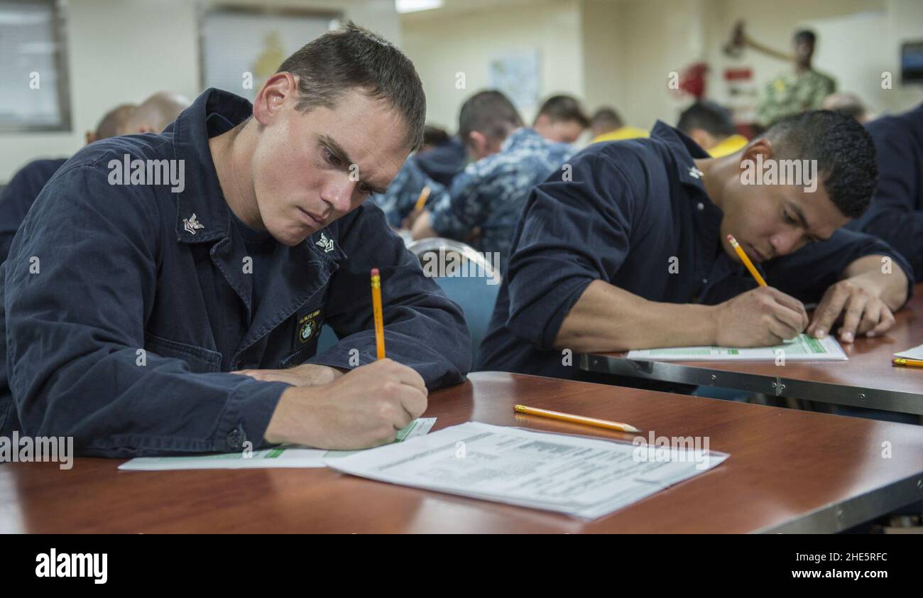 Sailors take the Petty Officer 1st Class Navy-wide advancement exam ...