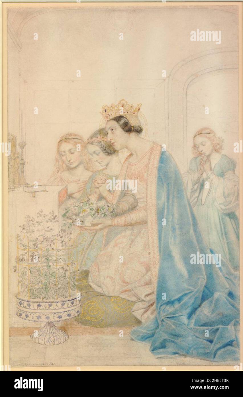 Saint Amelia, Queen of Hungary study Stock Photo - Alamy