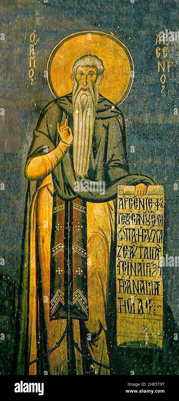 Saint Arsenius the Great Fresco in Saints Cosma and Damian Church in ...