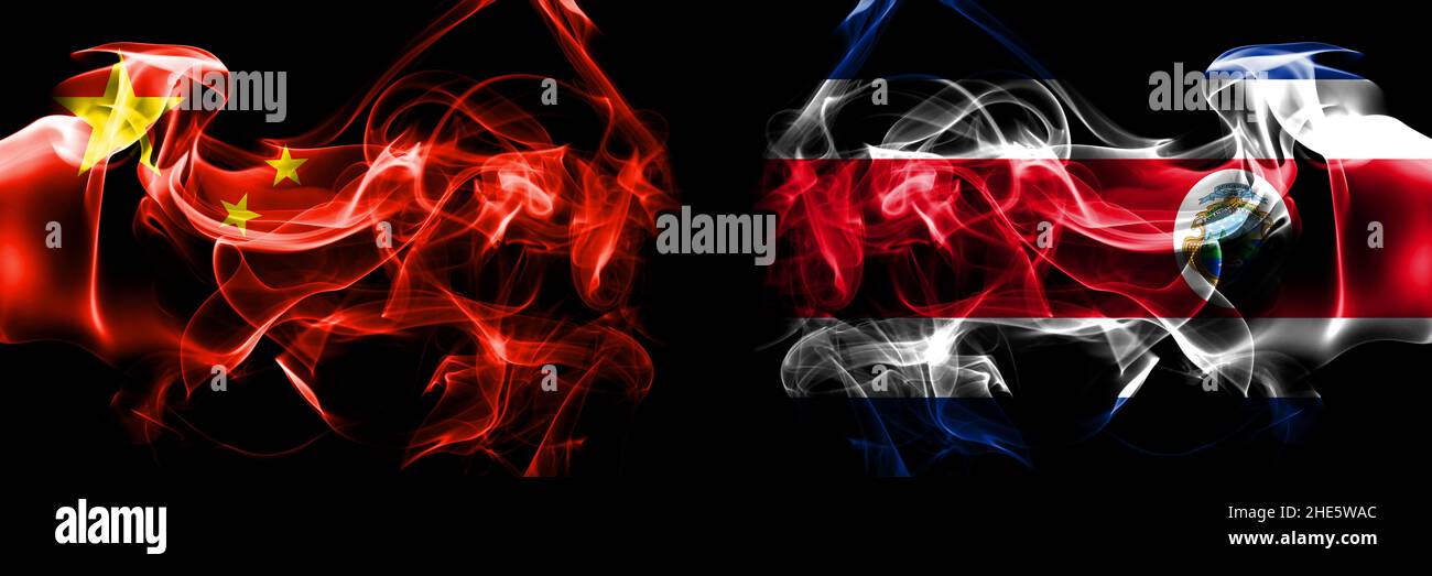 Flags of China, Chinese vs Costa Rica, coat. Smoke flag placed side by ...
