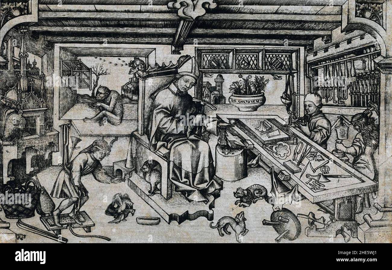 Saint Eligius in his workshop Stock Photo - Alamy
