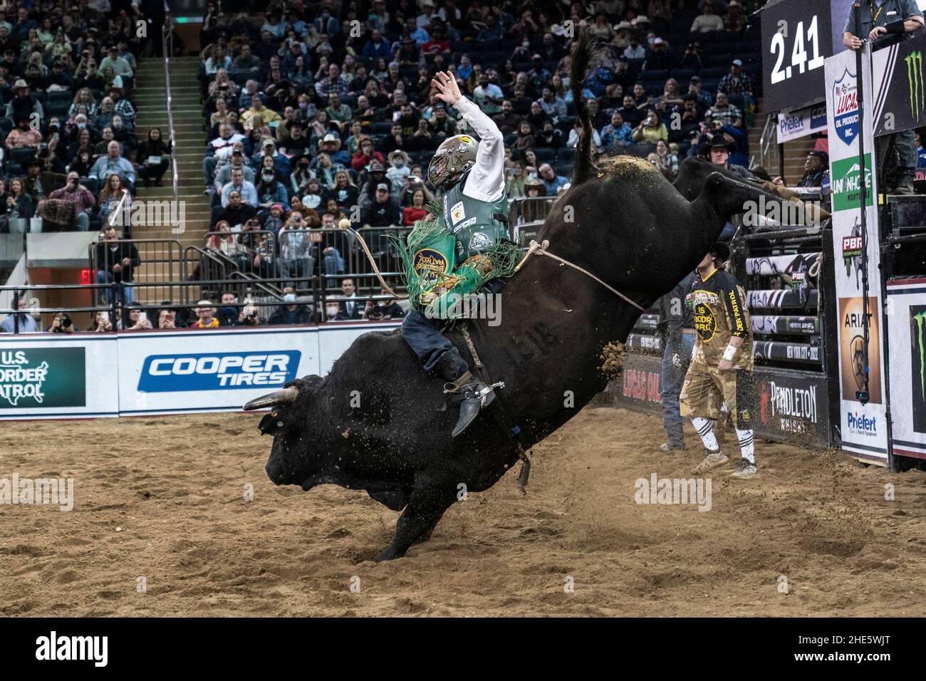 New York, NY - January 8, 2022: Cooper Davis of Jasper, Texas rides a ...